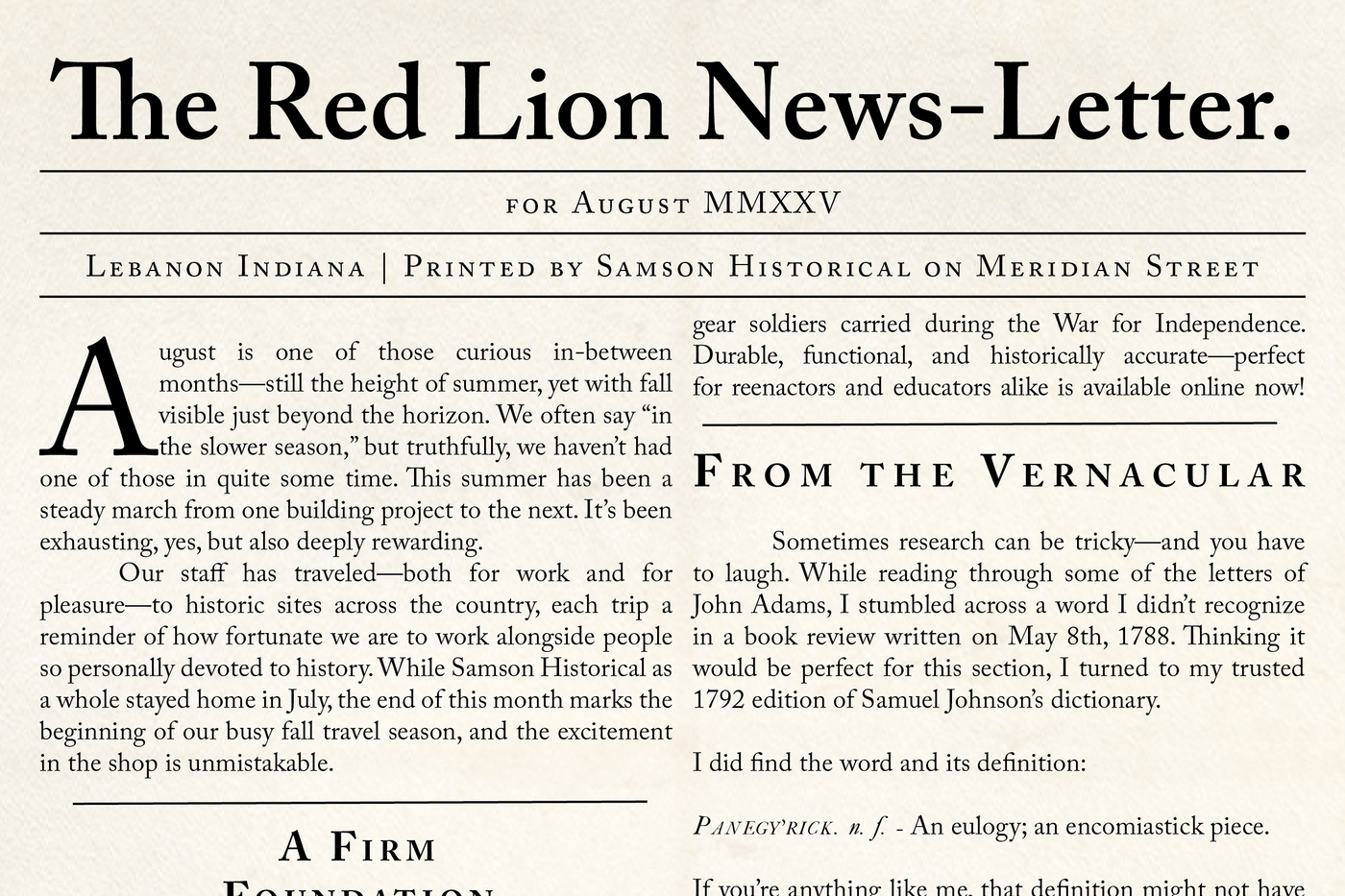 The Red Lion News-Letter - Samson Historical
