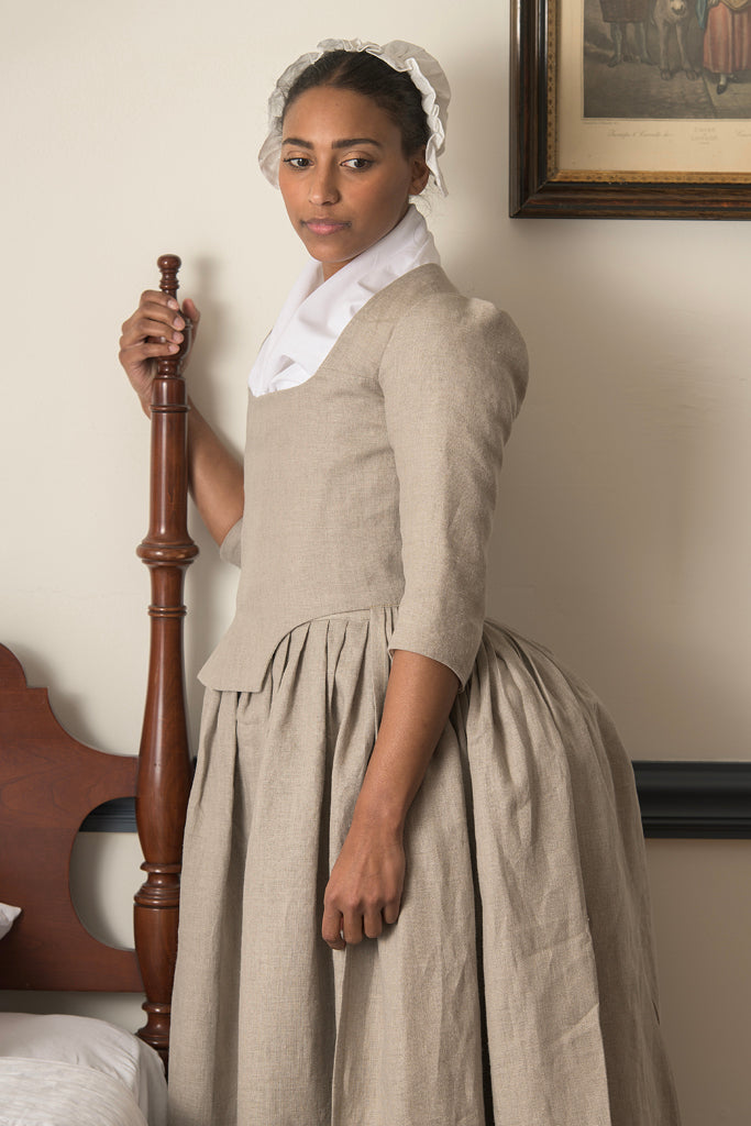 Natural Tan Linen Gown | 1770 - 1790 - Samson Historical