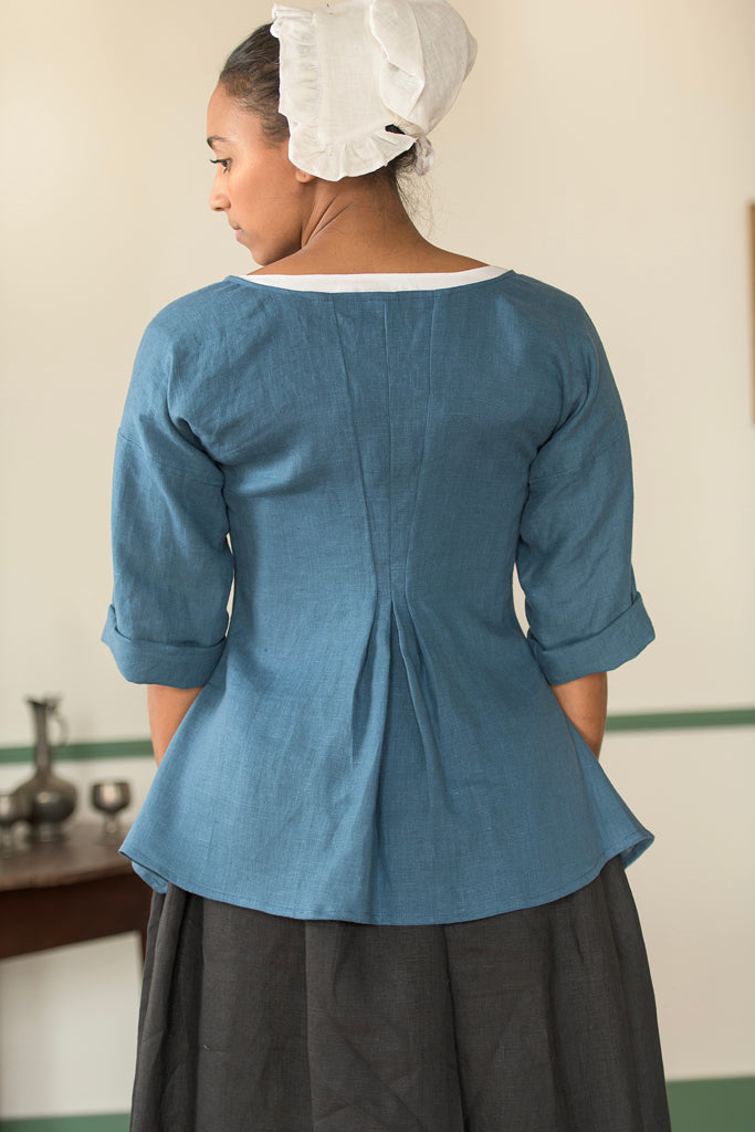 Linen Short Gown | Blue - Samson Historical