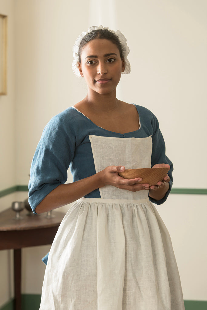 Linen Short Gown | Blue - Samson Historical