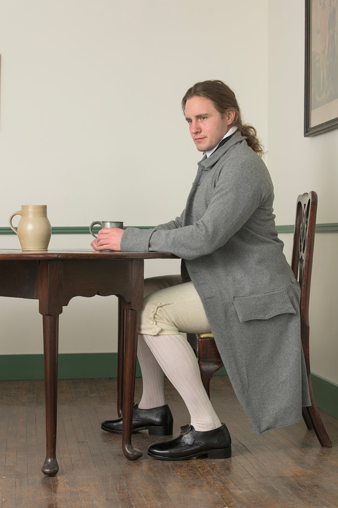 1770's Woolen Frock Coat - Falling Collar | Gray - Samson Historical