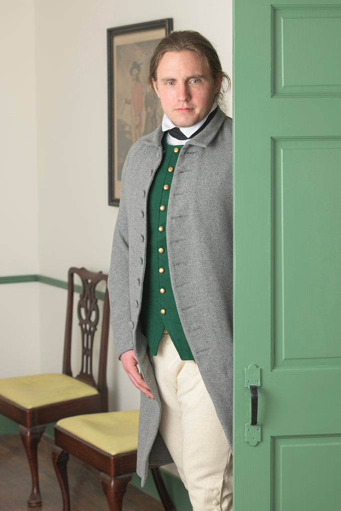 1770's Woolen Frock Coat - Falling Collar | Gray - Samson Historical