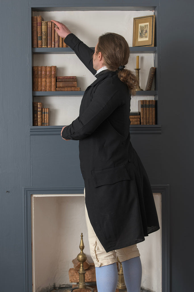 1770's Linen Frock Coat - Falling Collar | Black - Samson Historical