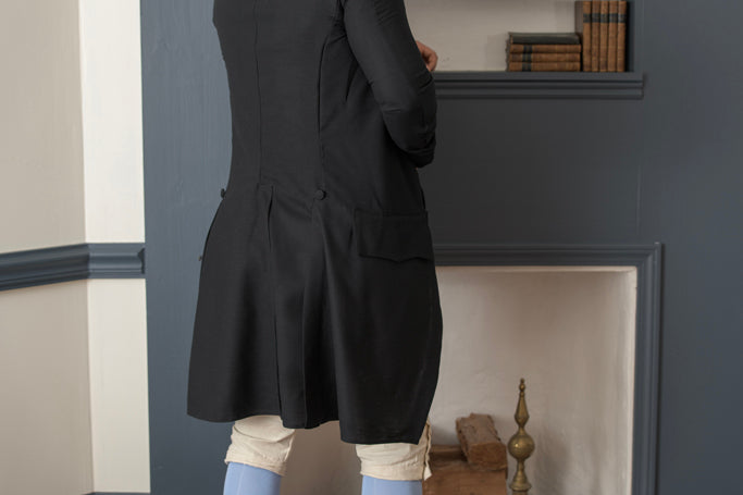 1770's Linen Frock Coat - Falling Collar | Black - Samson Historical