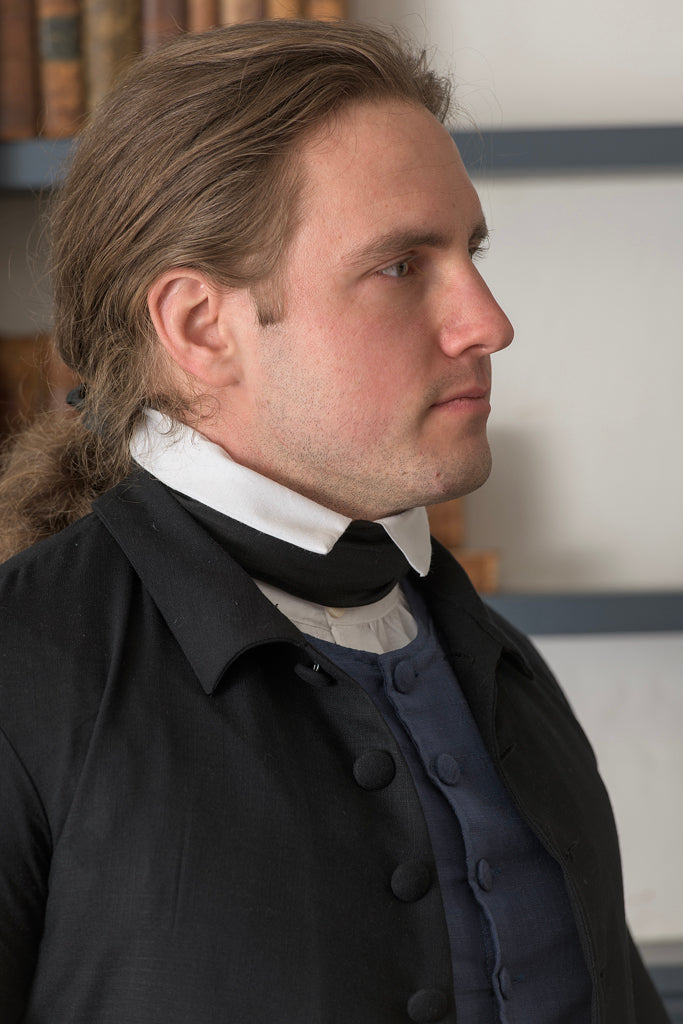 1770's Linen Frock Coat - Falling Collar | Black - Samson Historical