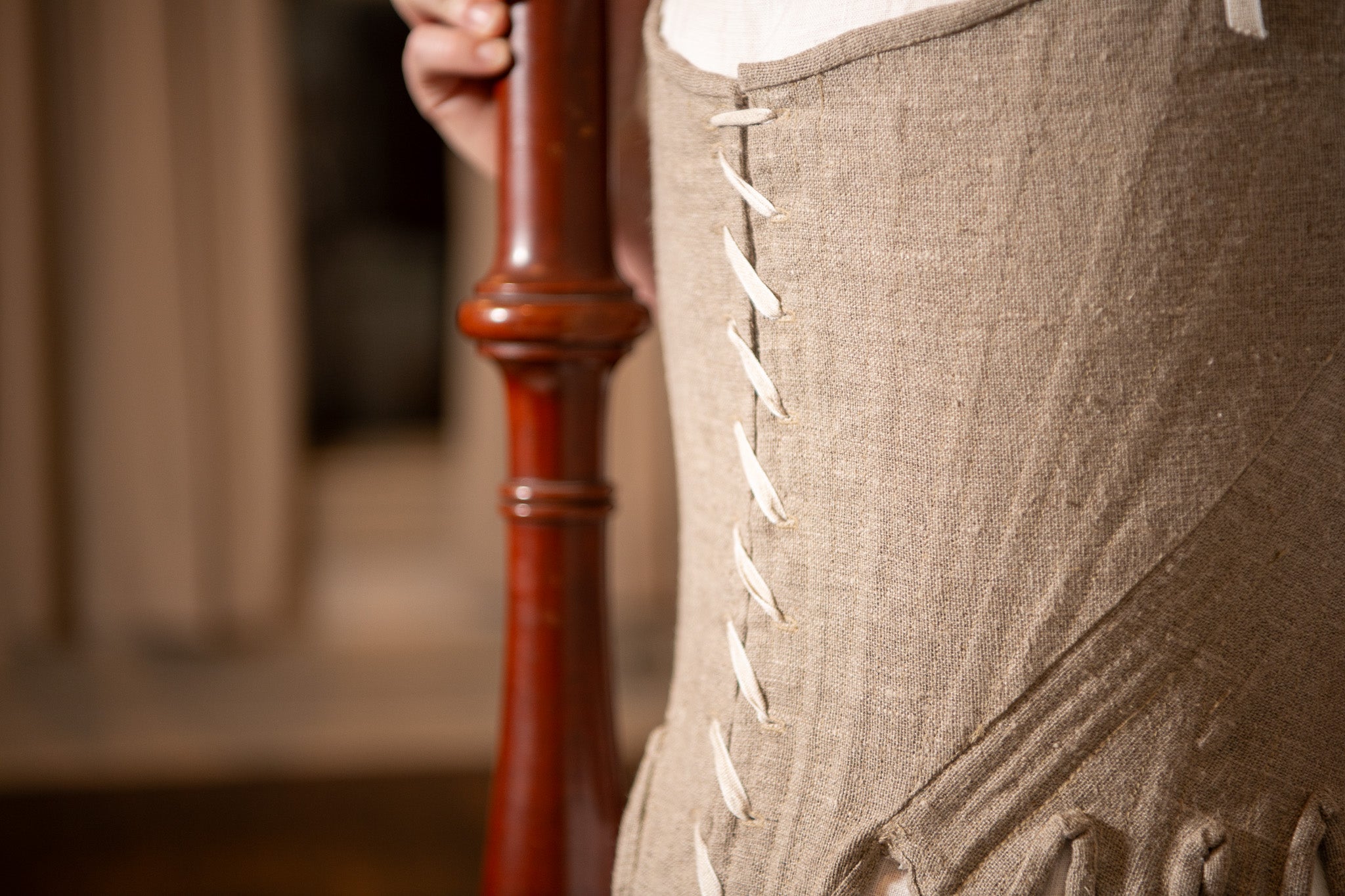 Front Lacing Linen Stays - Samson Historical