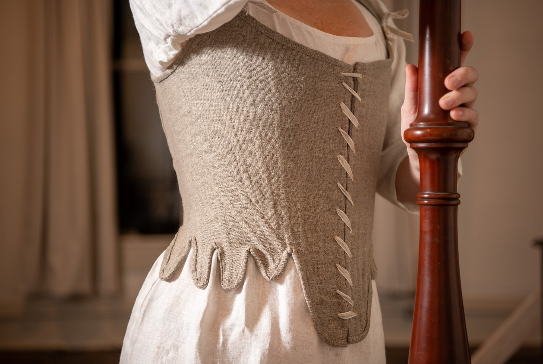Front Lacing Linen Stays - Samson Historical
