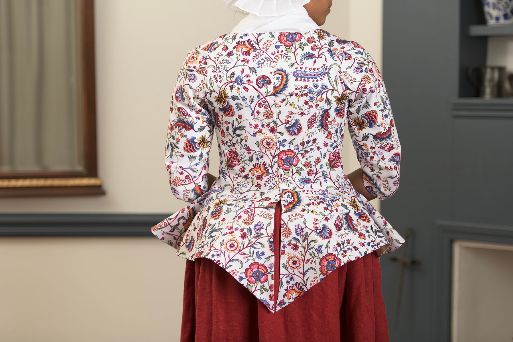 Printed Cotton Swallowtail Jacket | India Garden - Samson Historical