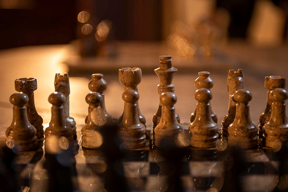Black & Tan Marble Chess Set - Samson Historical