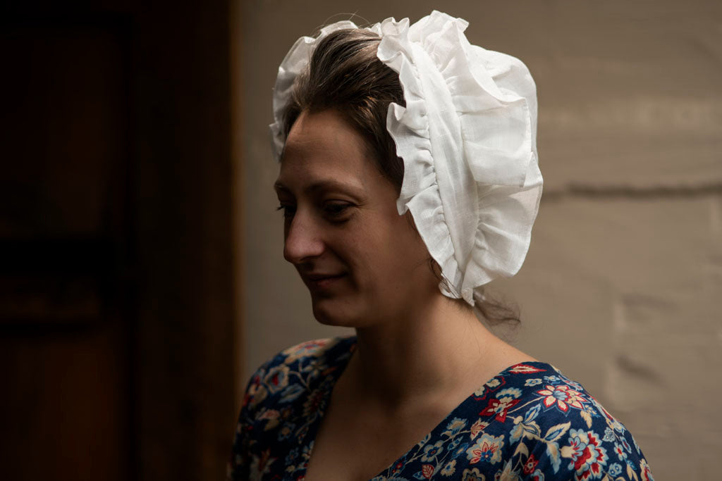 Double Ruffled Linen Cap - Samson Historical