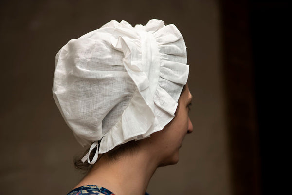 Double Ruffled Linen Cap - Samson Historical