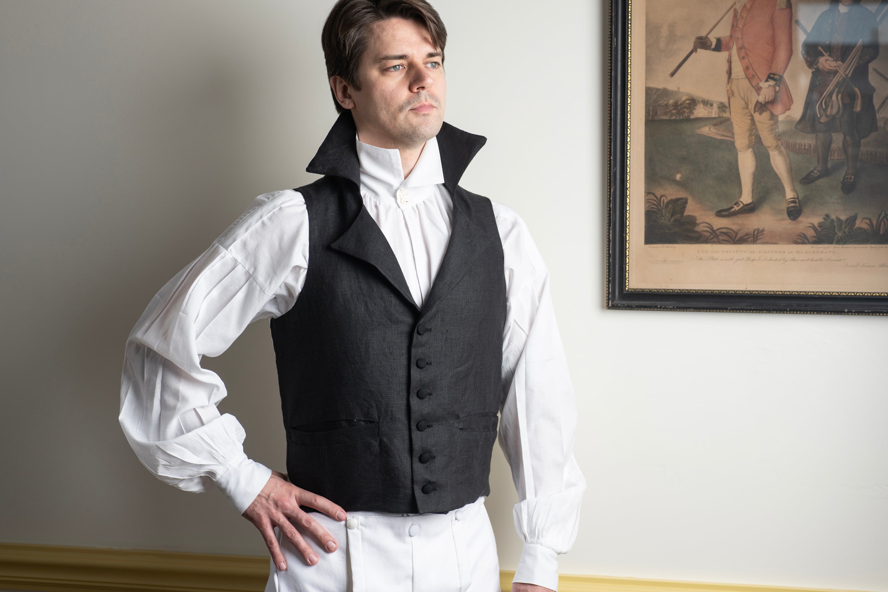 Regency Linen Waistcoat | Single Breasted - Samson Historical