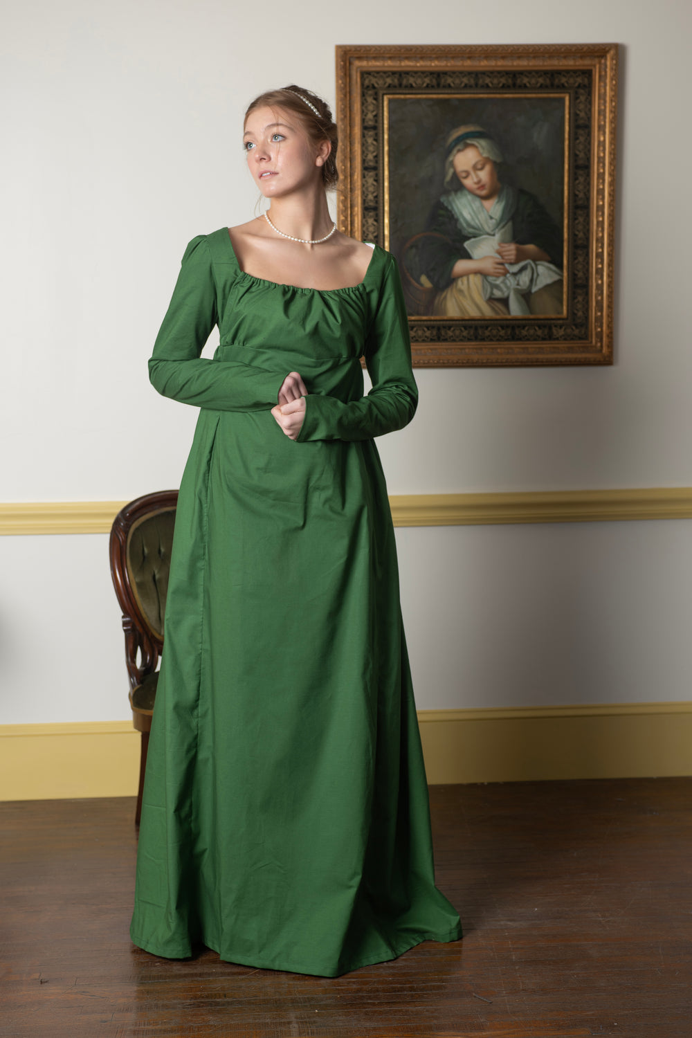 Emerald Green Long Sleeve | Regency Gown - Samson Historical