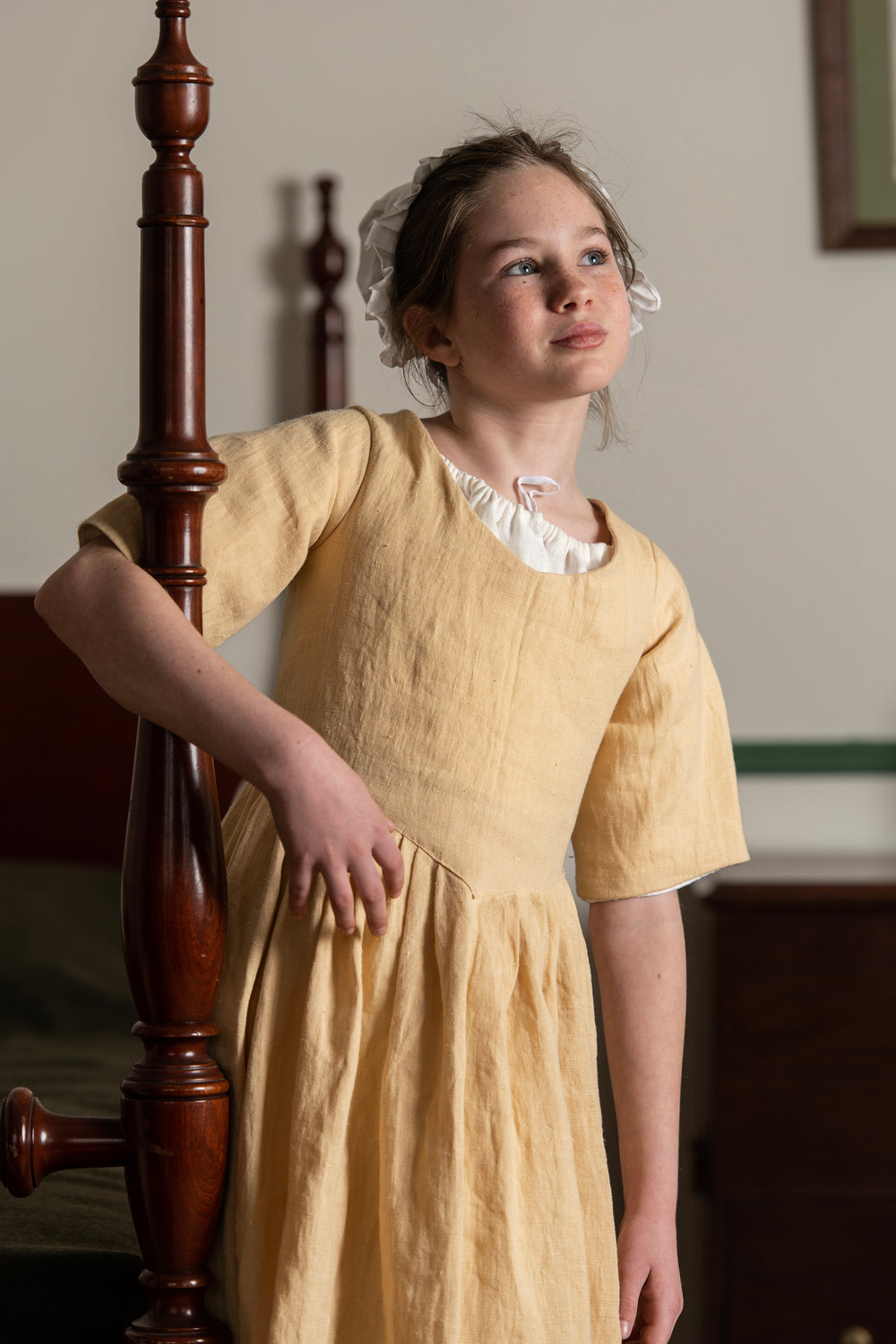 Girls Gown | Yellow Linen - Samson Historical